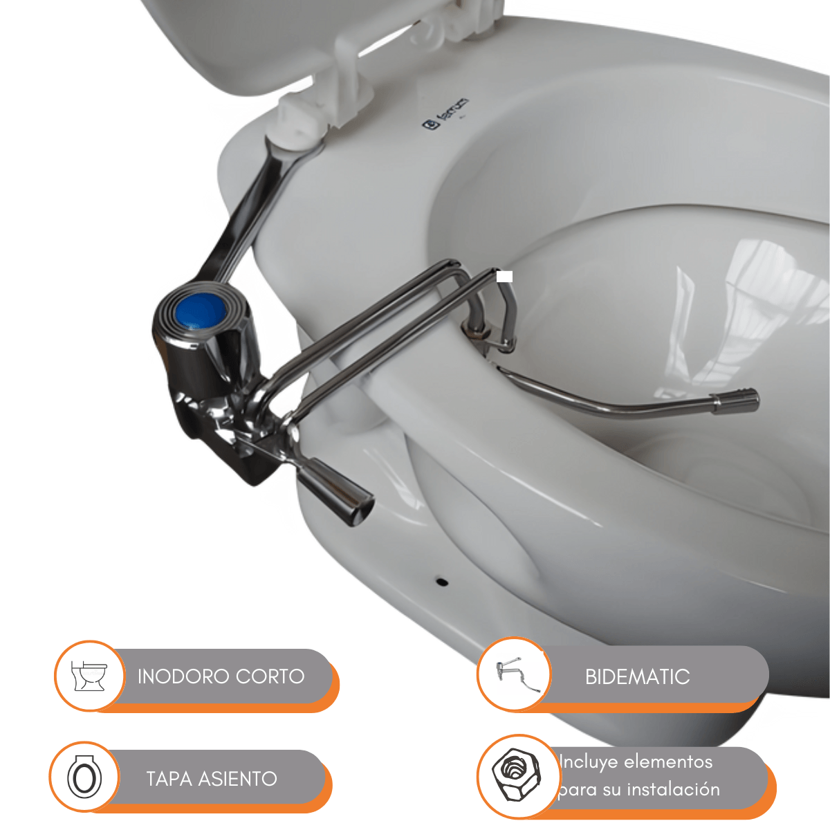 Inodoro Corto Ferrum Andina Bidematic Dispositivo 1010 Bidet Agua Fría ...