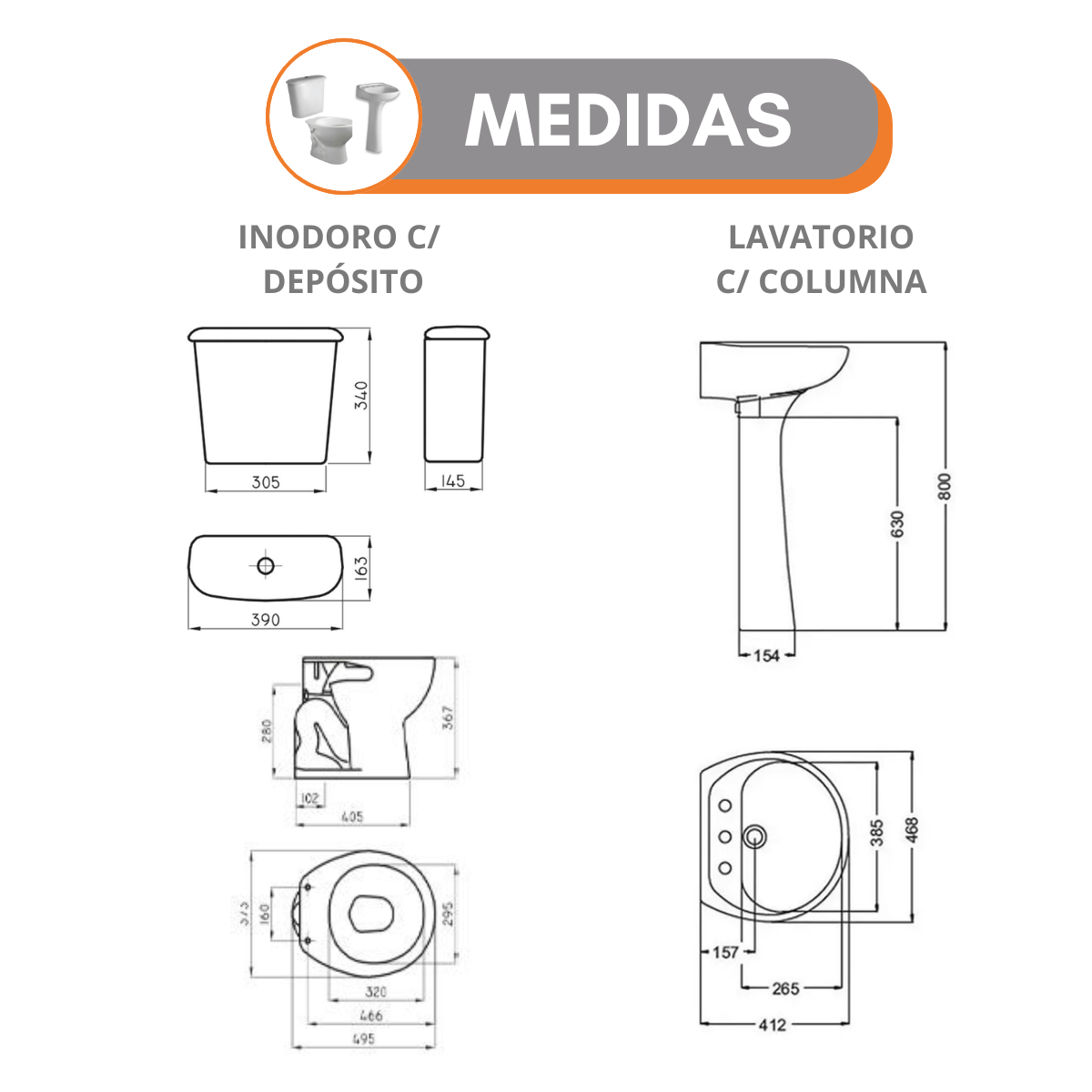 Inodoro Corto con Mochila Vanitory Griferia Lavatorio - Provincia Compras