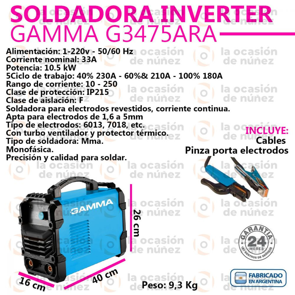 Soldadora electrica Inverter Gamma Arc 250 220v - Provincia Compras