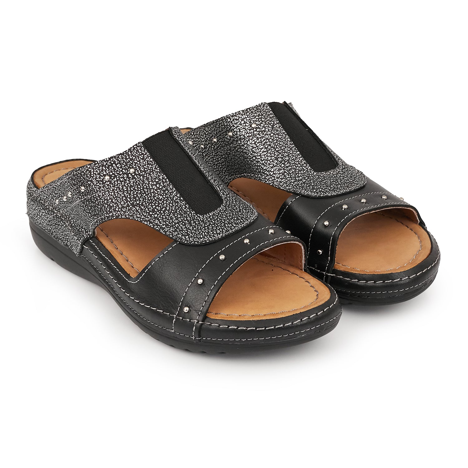 CHINELA STAMFORD NEGRA SANDALIA CUERO MUJER CONFORT - Provincia Compras