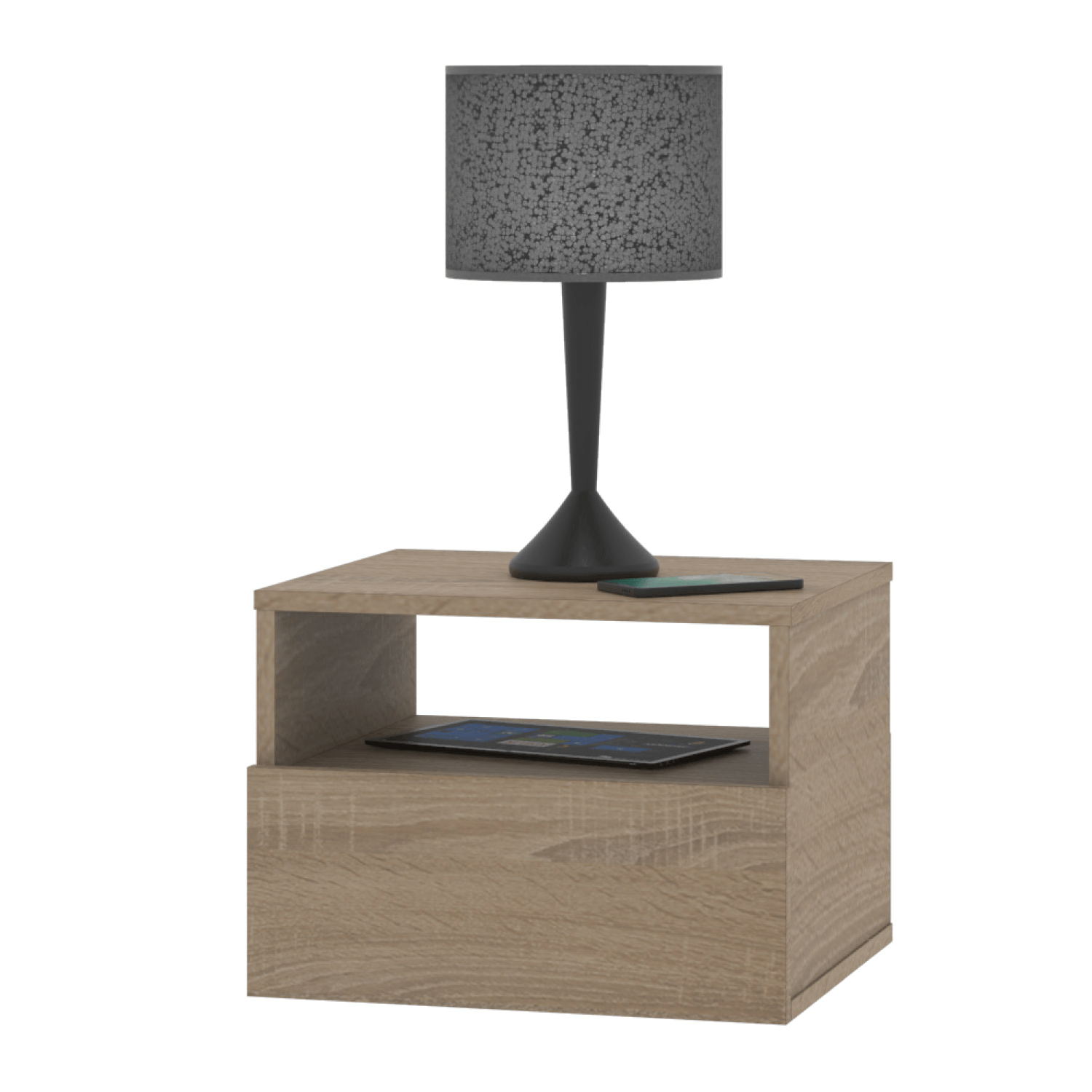 Combo x2 Mesa de luz flotante con cajon Roble MLF040-RB - Provincia Compras