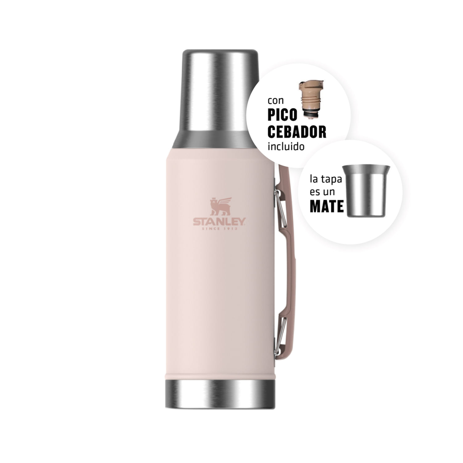 Termo De Mate Legendario System Classic 1.2 Litros Rose Qr Stanley 10 ...