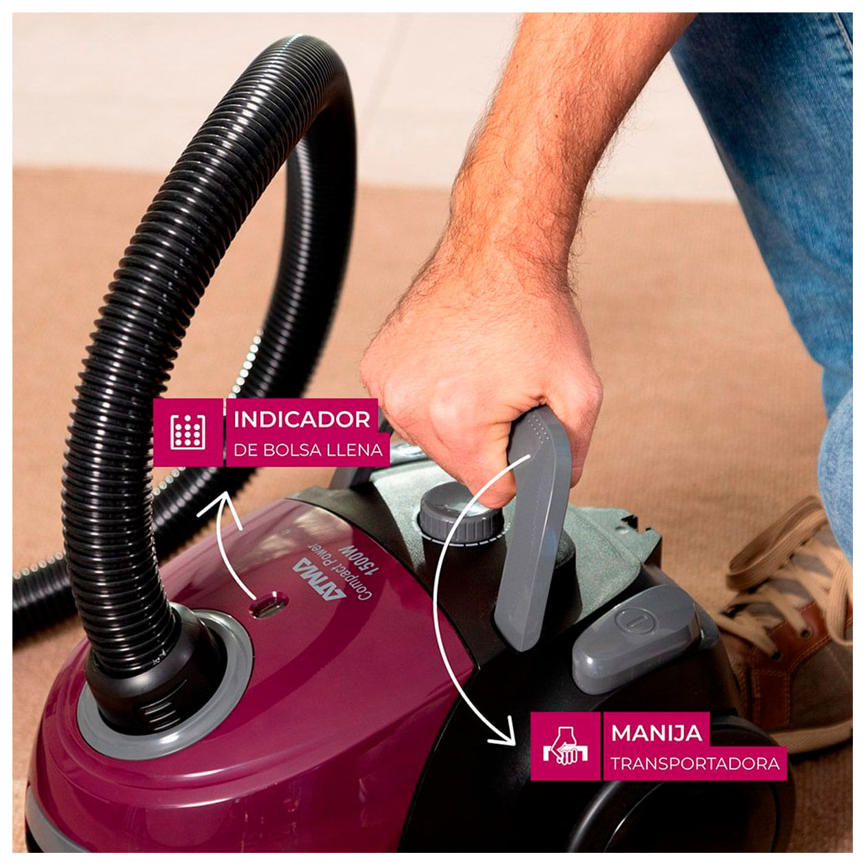 Aspiradora Atma 1500w Bolsa 1.5l AS8913PI - Provincia Compras