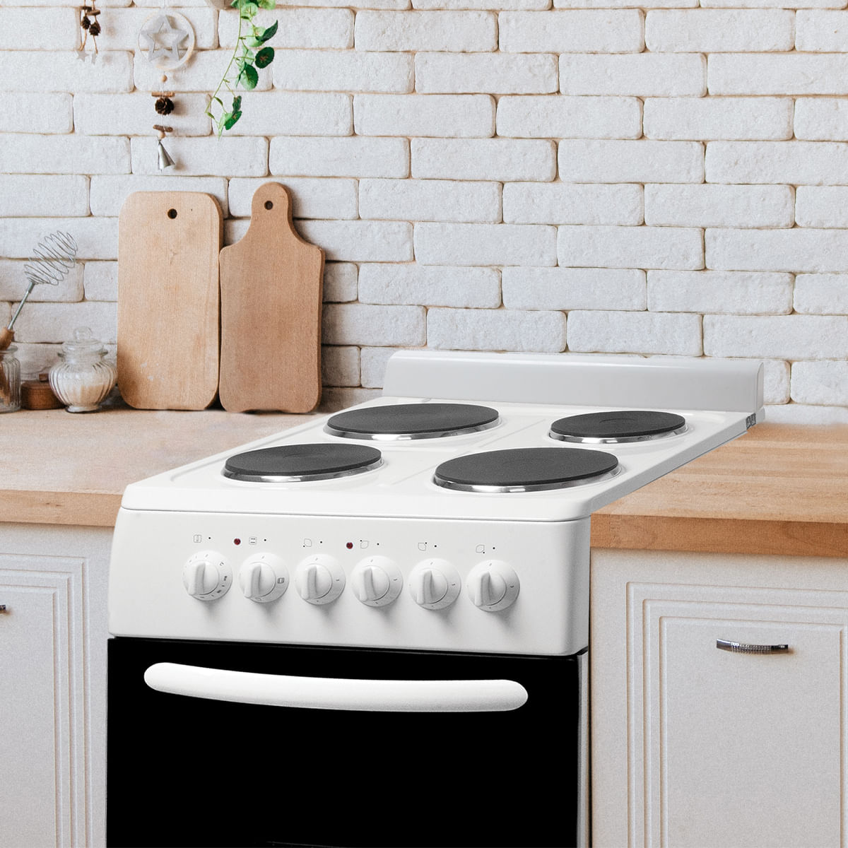 Cocina Electrica Brolux 4 Hornallas Loza Blanca 220V 50x60x85 Cm ...