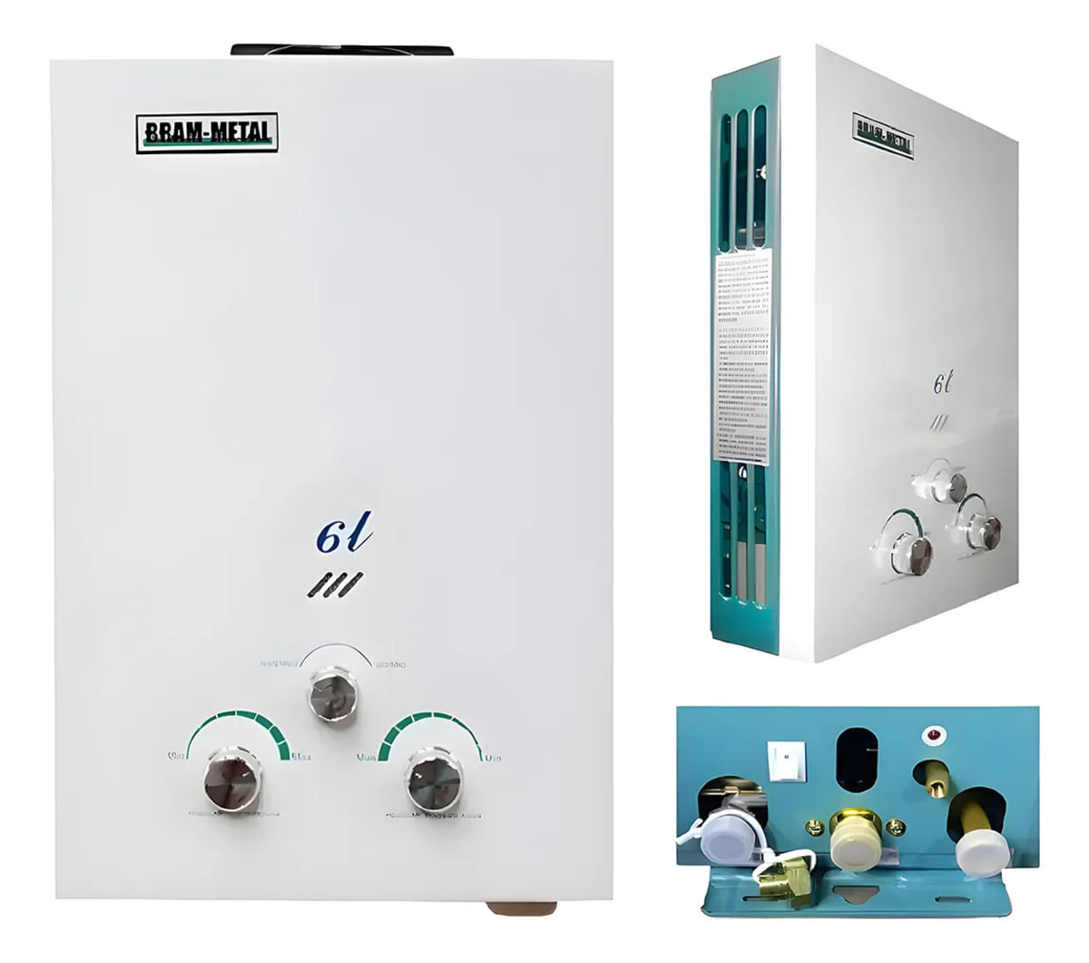 Calefon Bram-Metal 6 Lts Motorhome Camper G/E S/Llama Enc A Pila ...