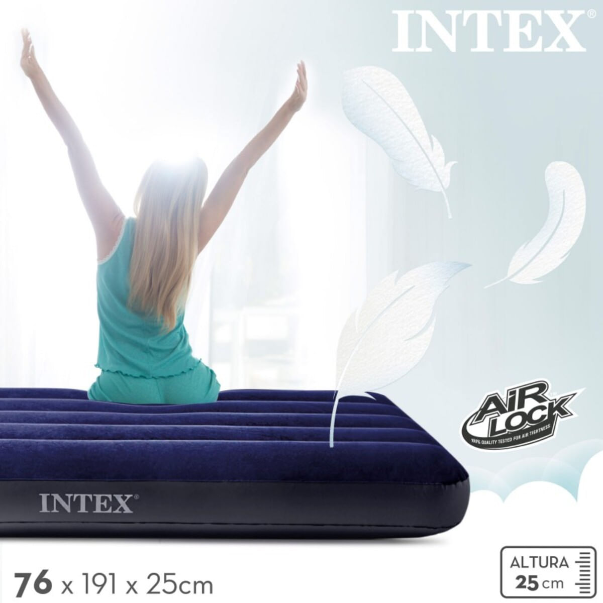 Colchon Inflable Intex King Dura Beam Standar 183x 203x25cm Hasta 273kg ...