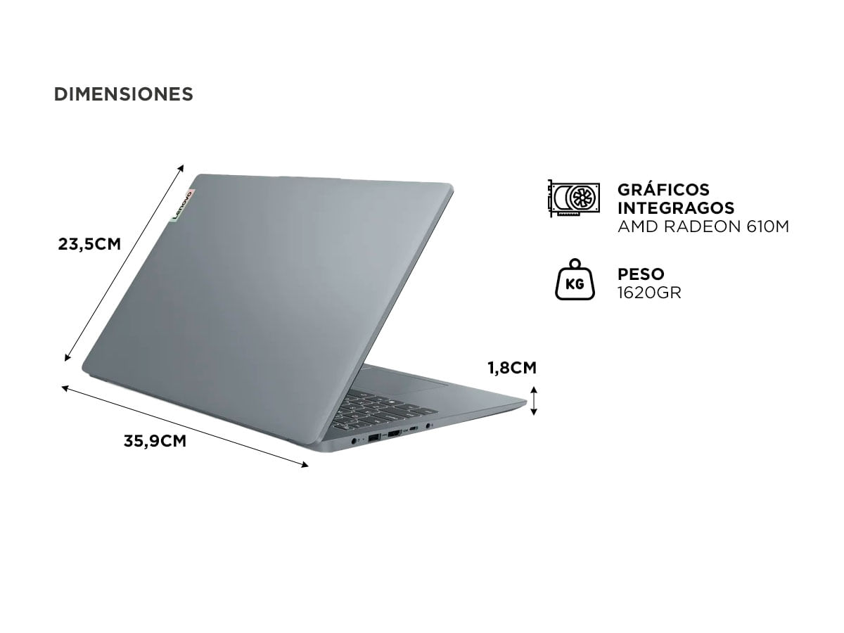 Notebook Lenovo IdeaPad Slim 3 AMD Ryzen 5 7520U 8 GB RAM 256 GB SSD ...