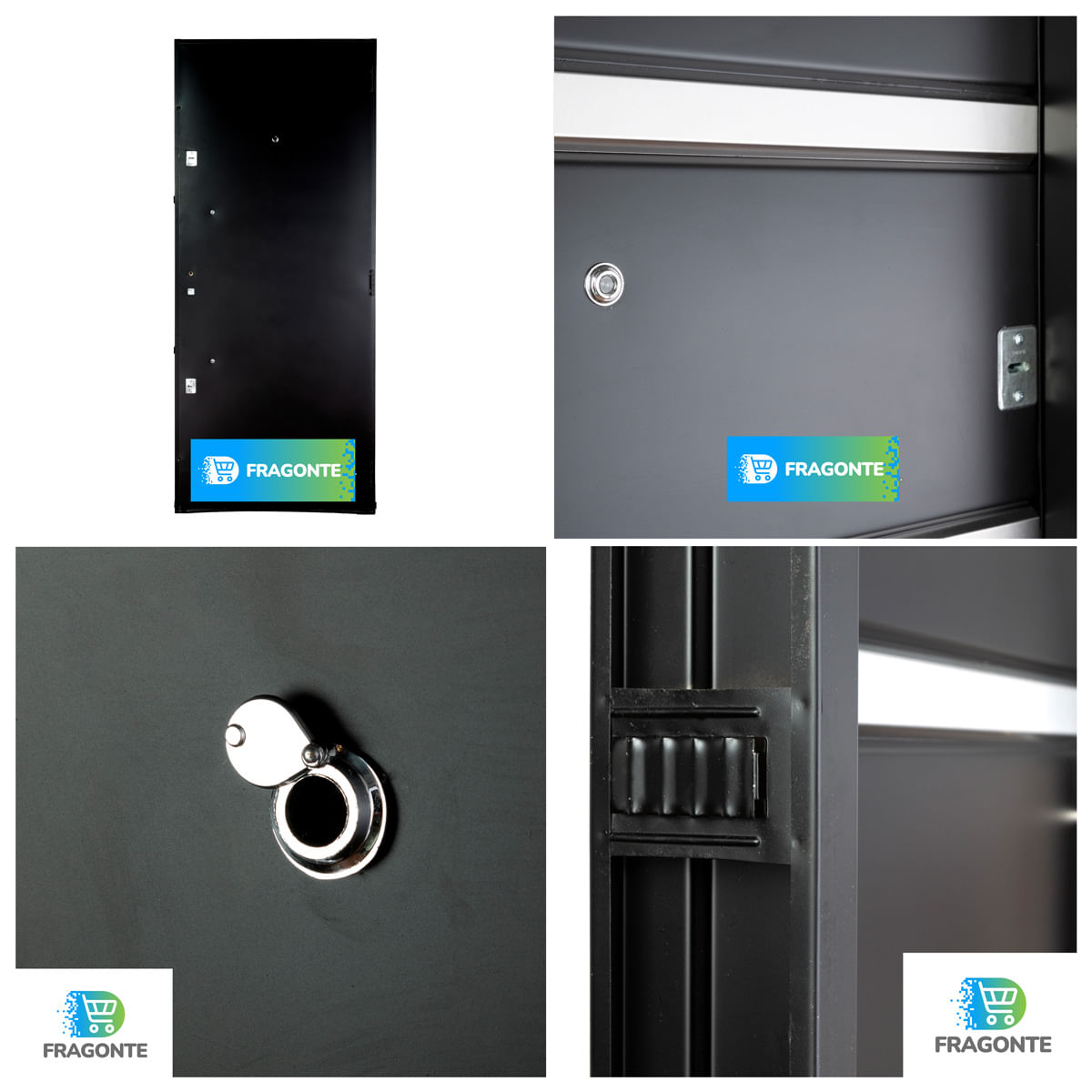 Puerta NEGRA 7410 IZQUIERDA Ciega 3 Cerraduras barral REDONDO 75 cm ...