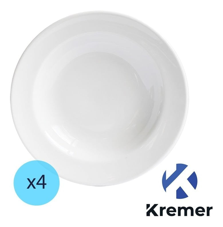 Platos Hondos Pasta 29cm Porcelana Blanca Restaurant Rectax4 - Provincia Compras