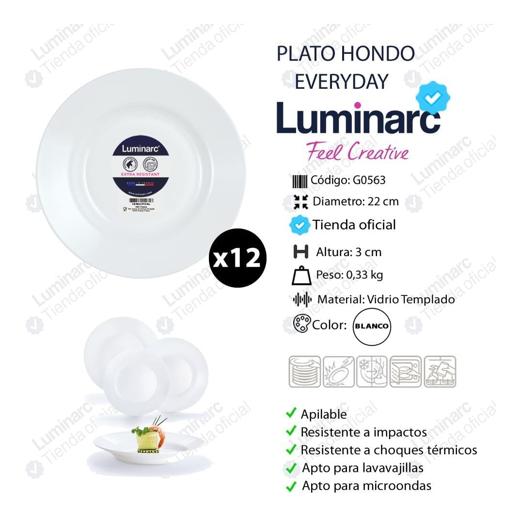 Juego Vajilla Platos Templados Luminarc Everyday Set X36 - Provincia ...