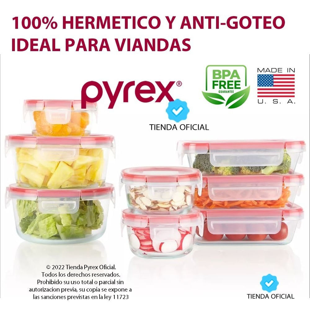 Contenedor Rectangular 470 Cc Fresh Lock Pyrex Taper Vianda - Provincia ...