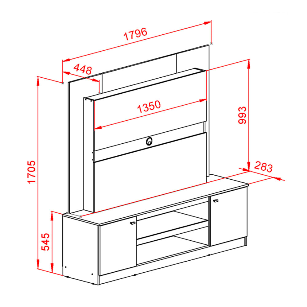 Rack modular TV + panel mueble moderno led 128 Mosconi CARVALHO ...