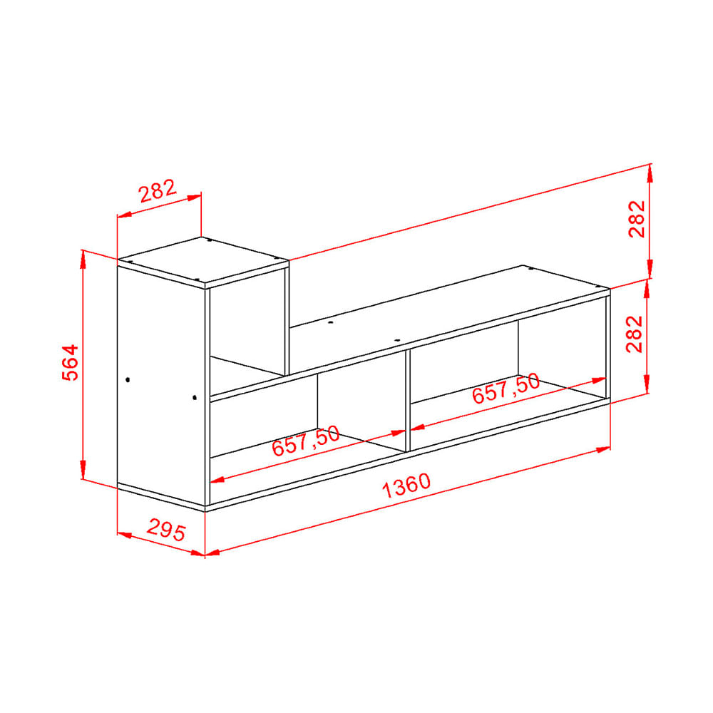 Rack para TV mesa led estante modular en L Mosconi WENGUE - Provincia ...