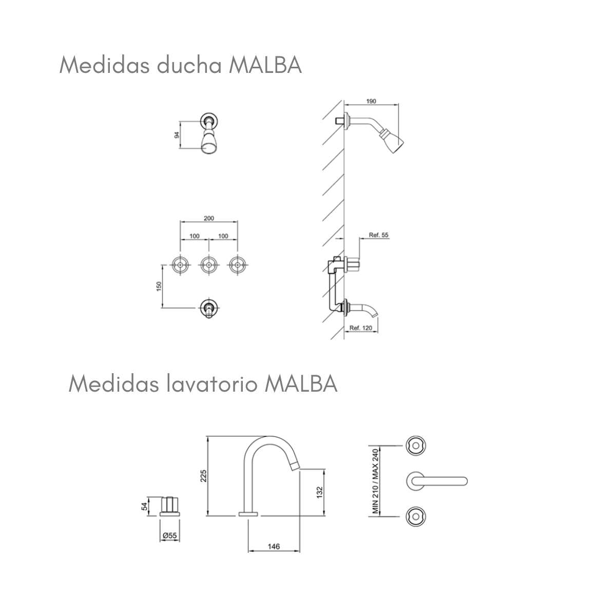 Set de Griferia Completo Peirano MALBA Ducha Lavatorio Bidet Cromado y Blanco - Provincia Compras